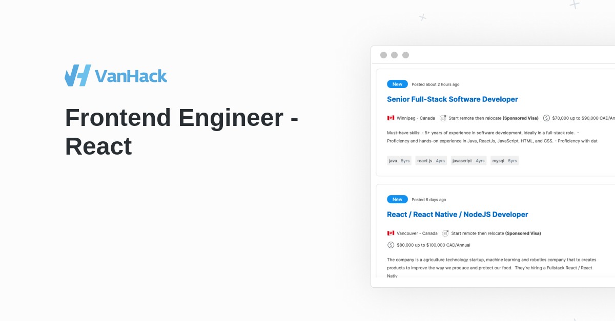 Frontend Engineer - React - VanHack